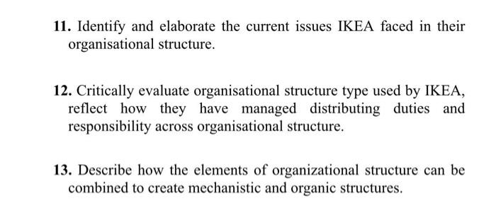 Solved IKEA Organization Structure and Redesign IKEA is a | Chegg.com