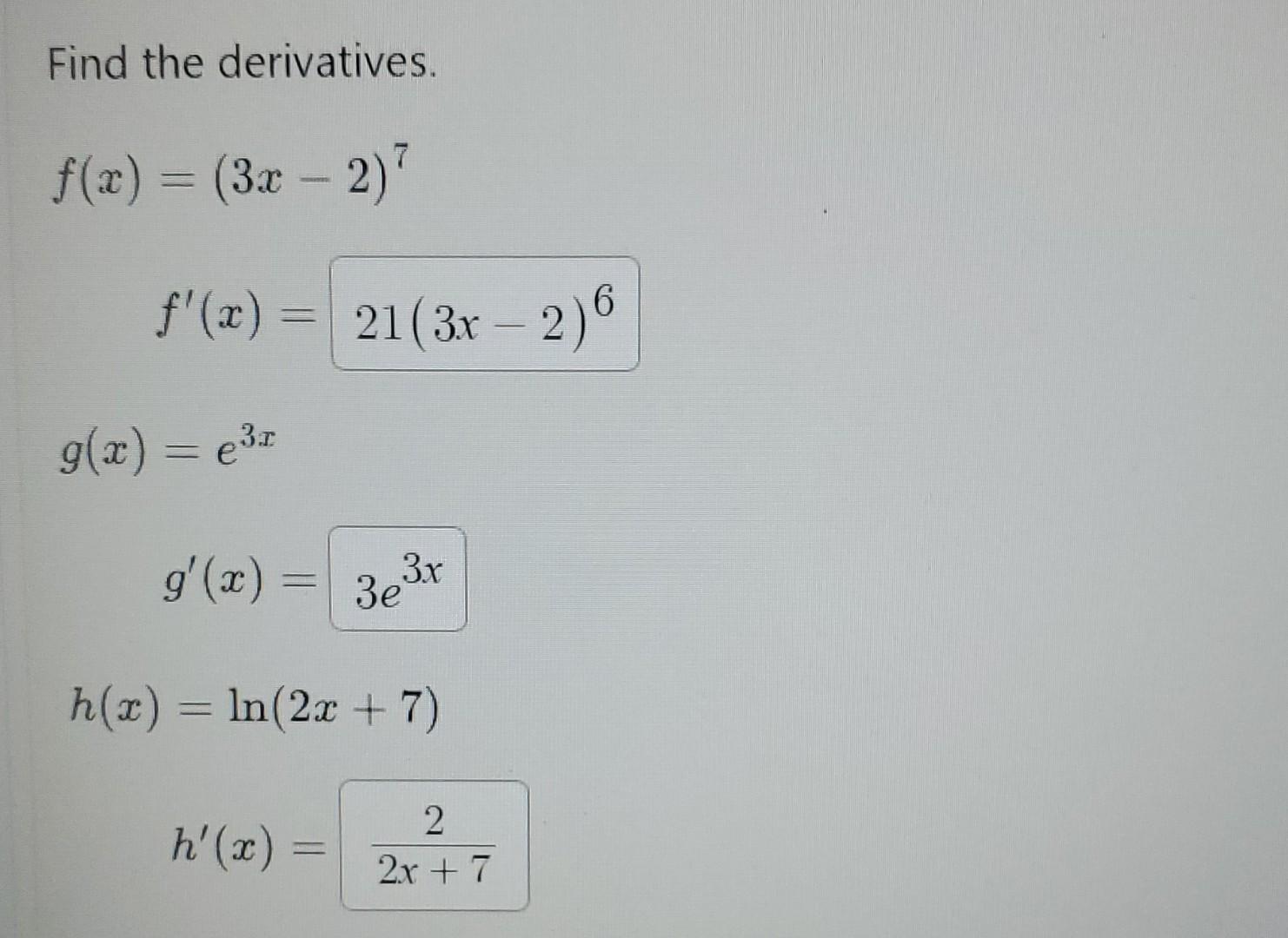 Solved Find the derivatives. | Chegg.com