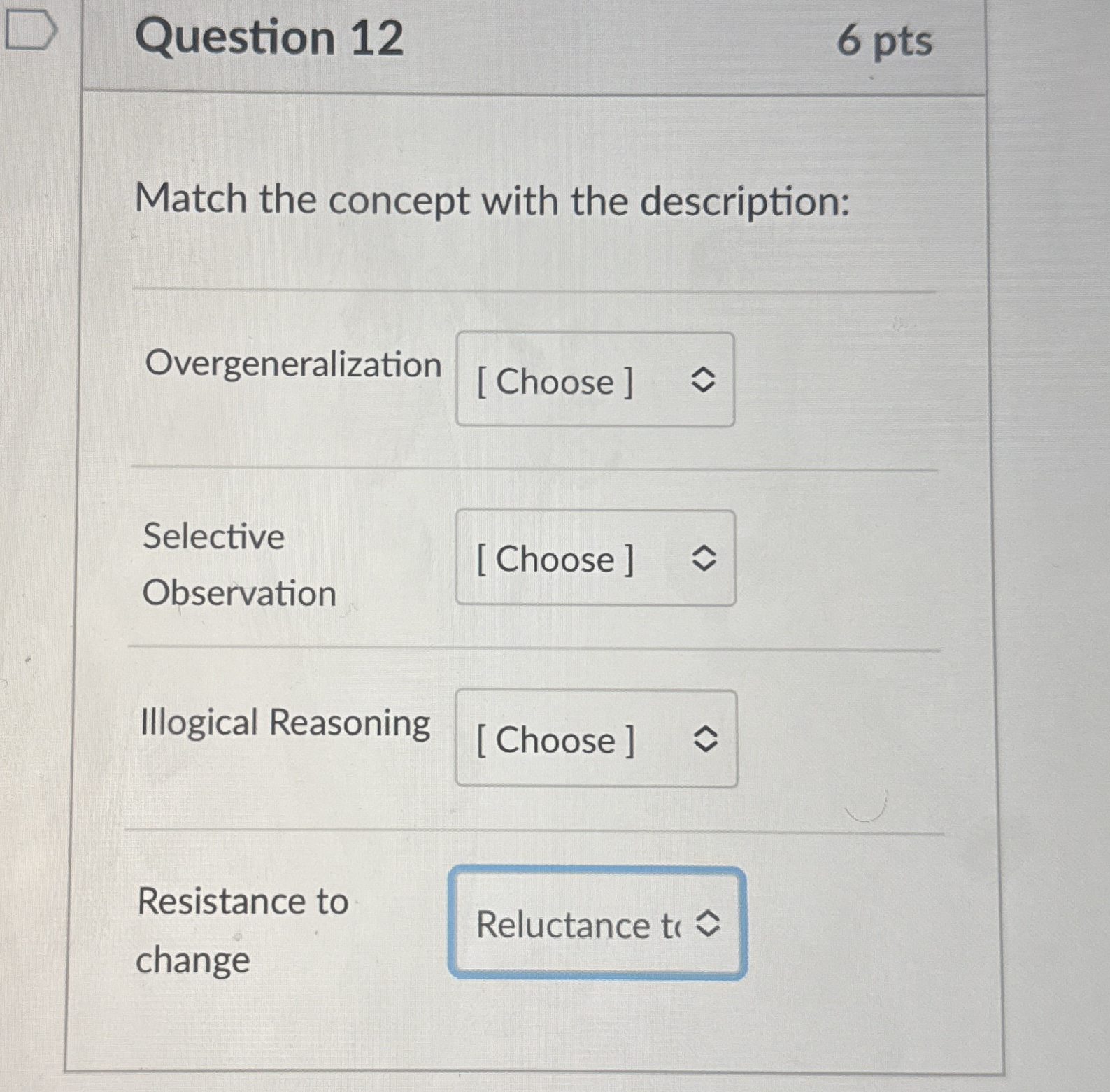 Question 126 ﻿ptsMatch the concept with the | Chegg.com