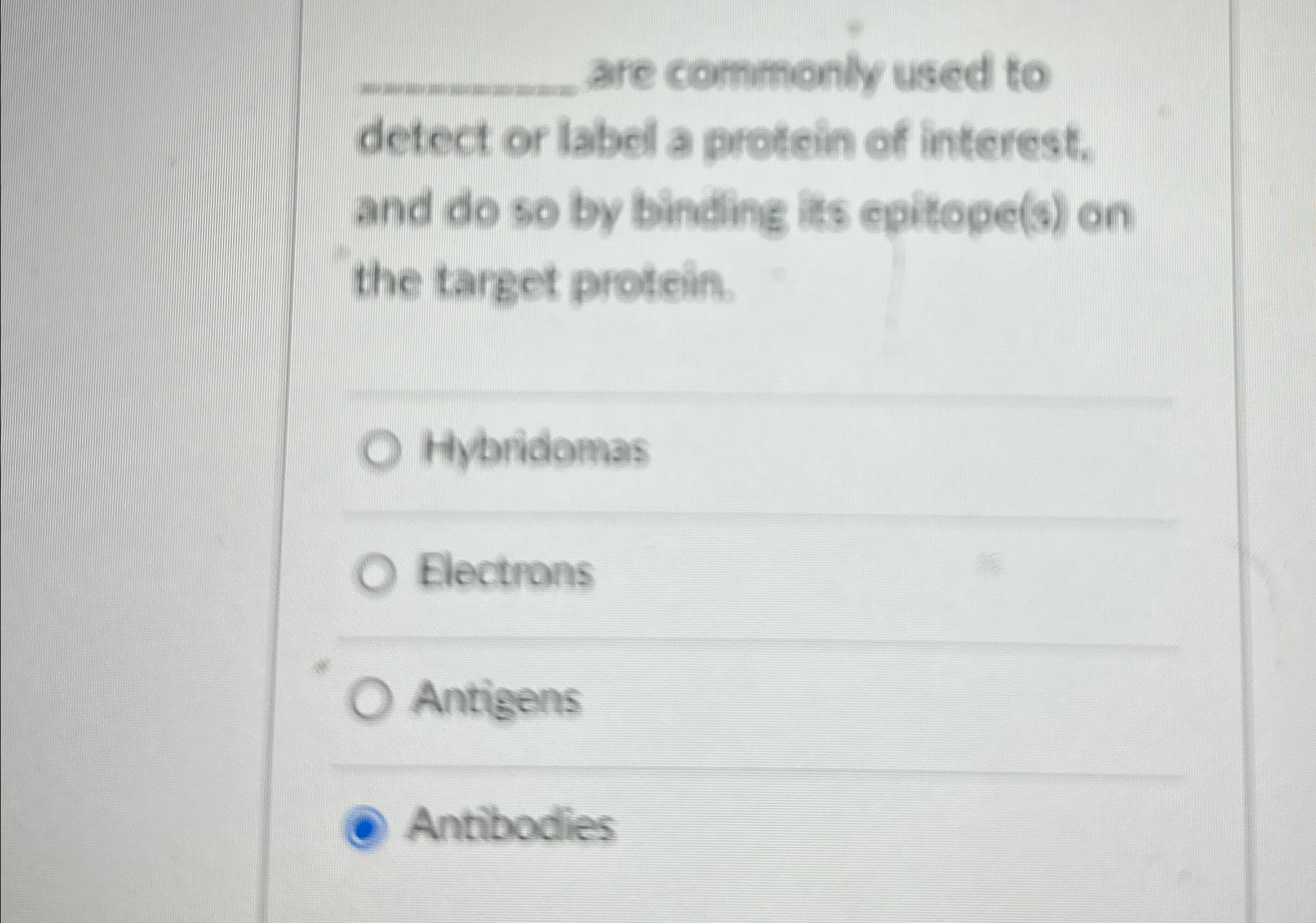 Solved q, ﻿are commonly used to detect or label a protein of | Chegg.com