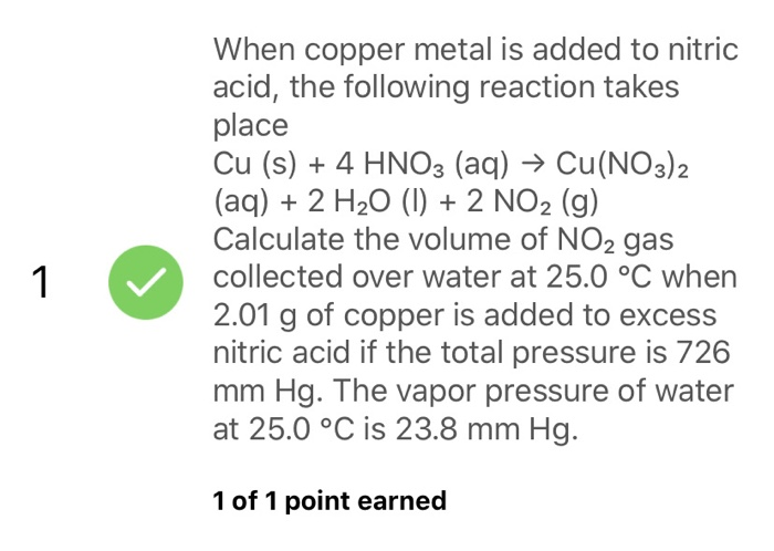 Solved When copper metal is added to nitric acid, the | Chegg.com