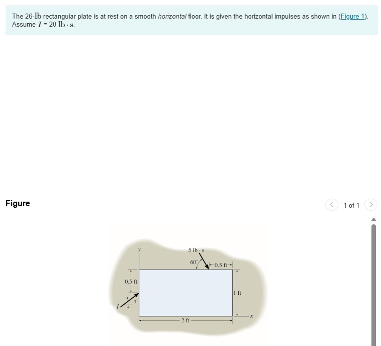 Solved The 26-lb rectangular plate is at rest on a smooth | Chegg.com