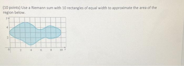 Solved (10 points) Use a Riemann sum with 10 rectangles of | Chegg.com