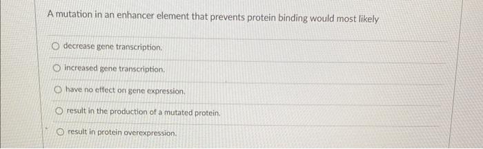 Solved A mutation in an enhancer element that prevents | Chegg.com
