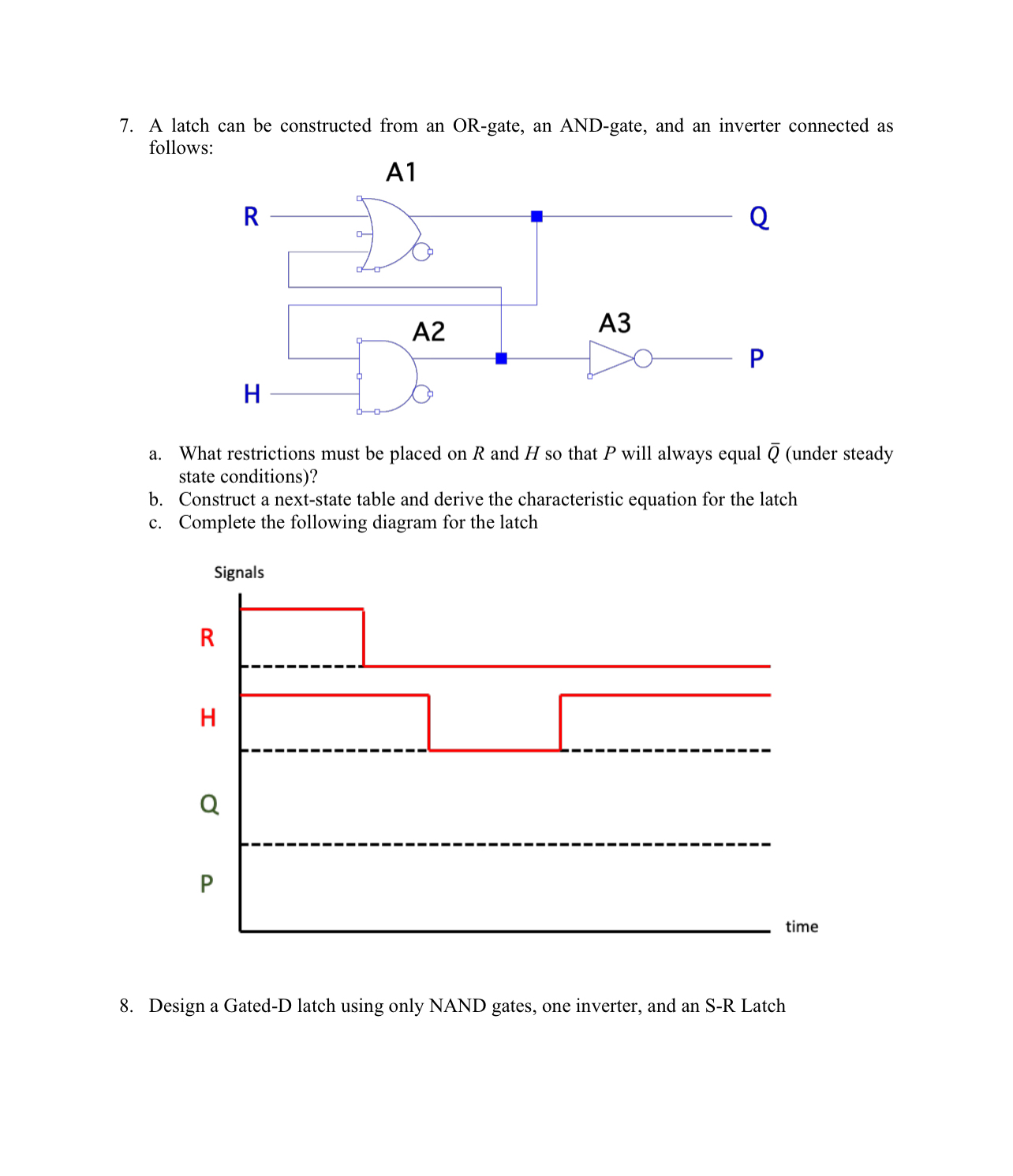 Solved A latch can be constructed from an OR-gate, an | Chegg.com