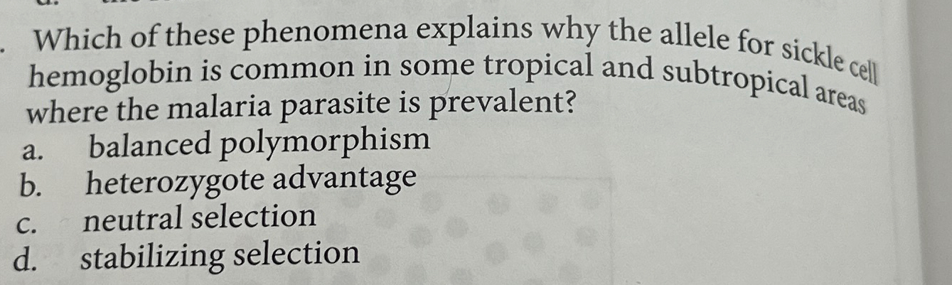 Solved Which of these phenomena explains why the allele for | Chegg.com