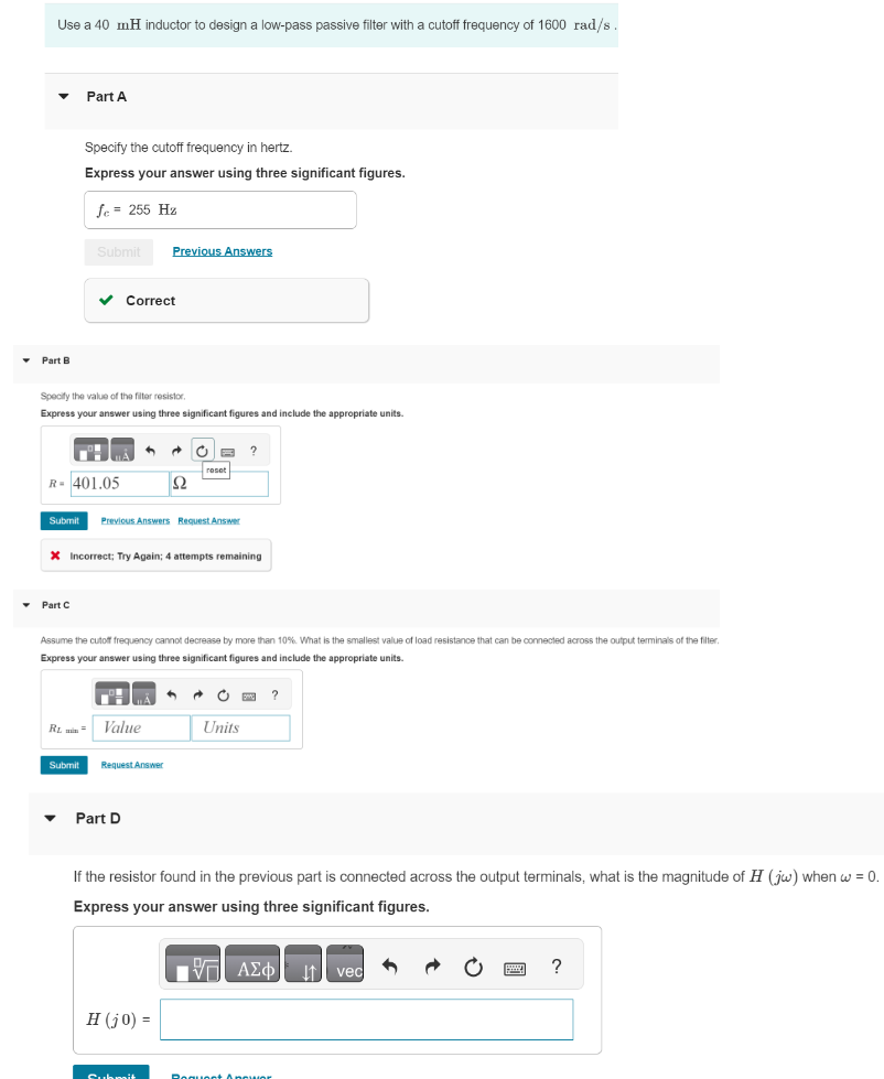 Solved Use a 40mH ﻿inductor to design a low-pass passive | Chegg.com