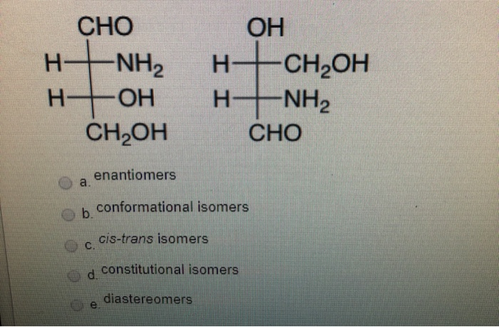 Solved CHO HẠNH, H- OH СН,ОН OH H -CH2OH H-NH2 CHO a | Chegg.com