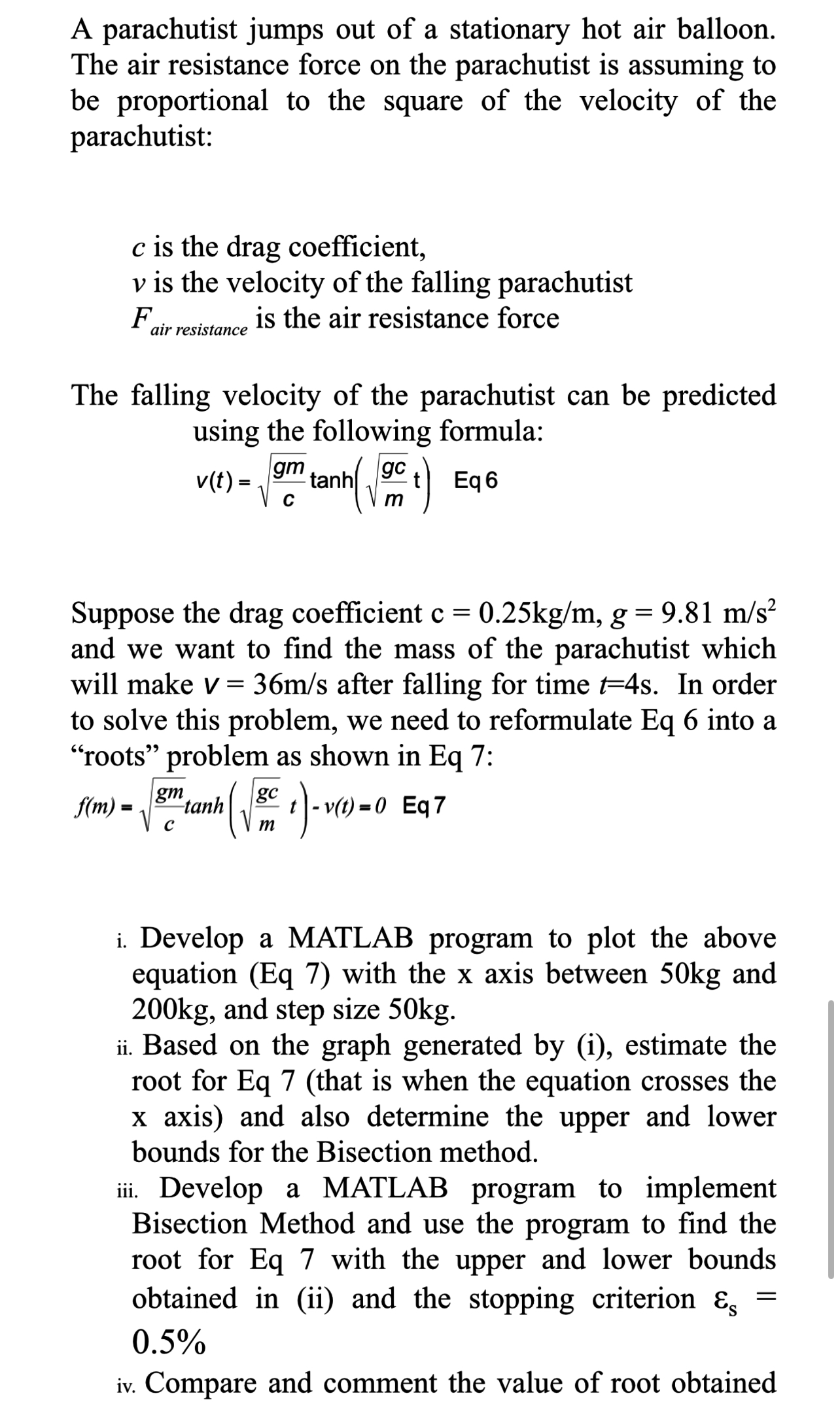 Solved A parachutist jumps out of a stationary hot air | Chegg.com