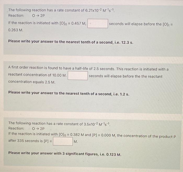 Solved The following reaction has a rate constant of | Chegg.com