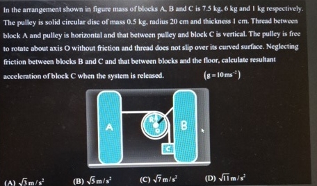 Solved In the arrangement shown in figure mass of blocks A,B | Chegg.com