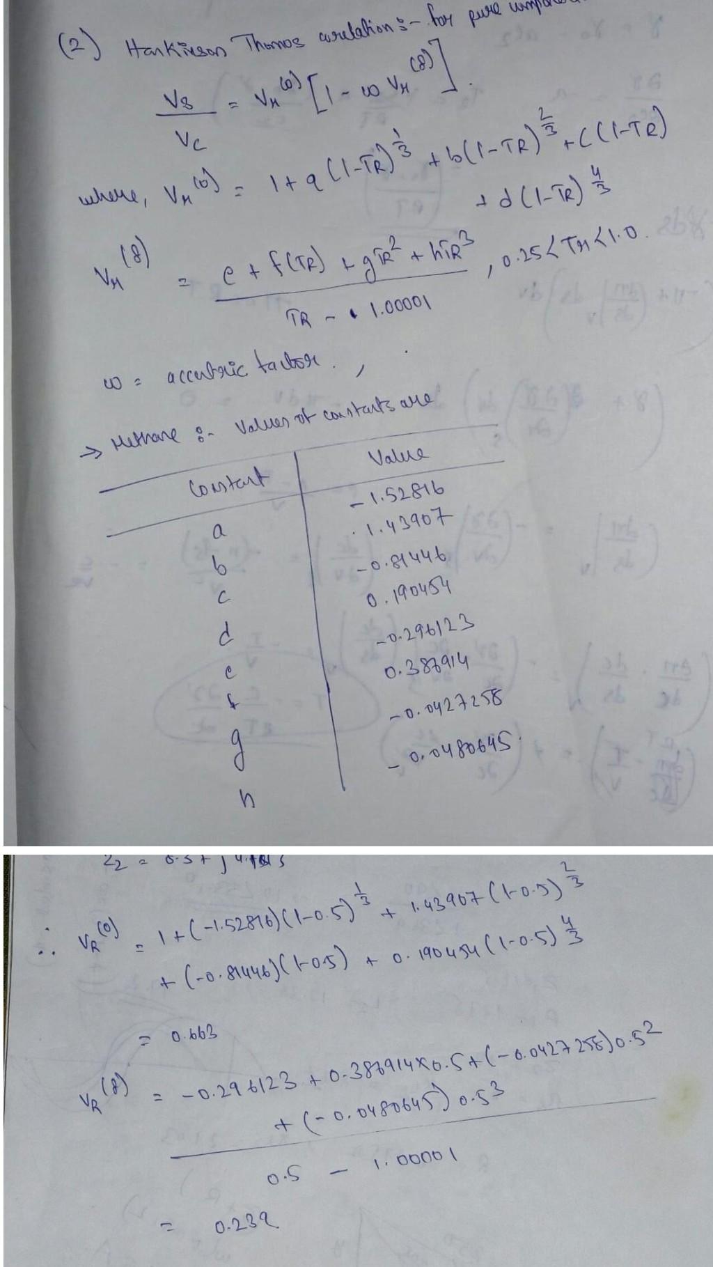 How I can get experiment saturated liquid for methane | Chegg.com