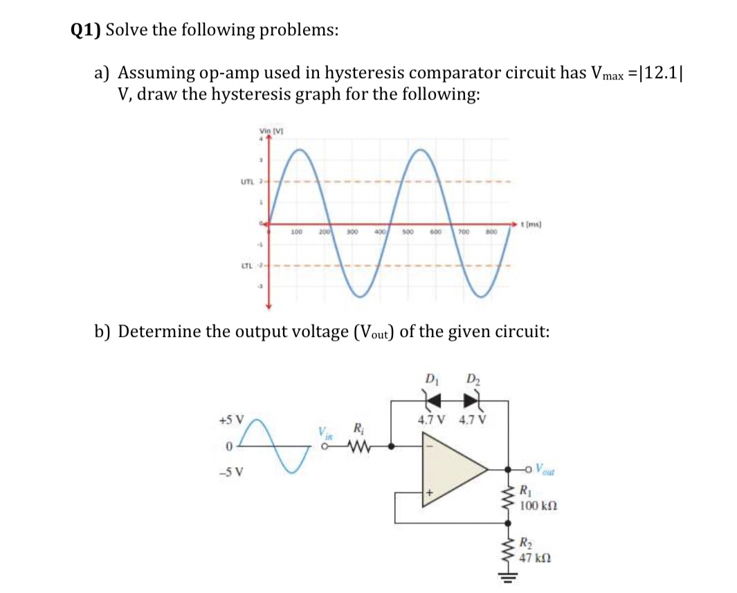 Solved Q1) ﻿Solve the following problems:a) ﻿Assuming op-amp | Chegg.com