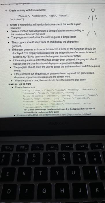 Solved Create A Java Hangman Game With Create An Array 5317