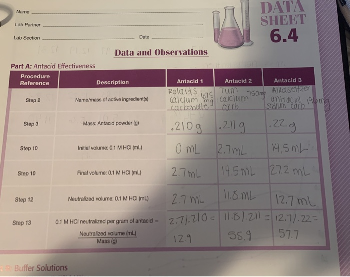 Solved Lab Section Date Based On Your Data From Part A 7903
