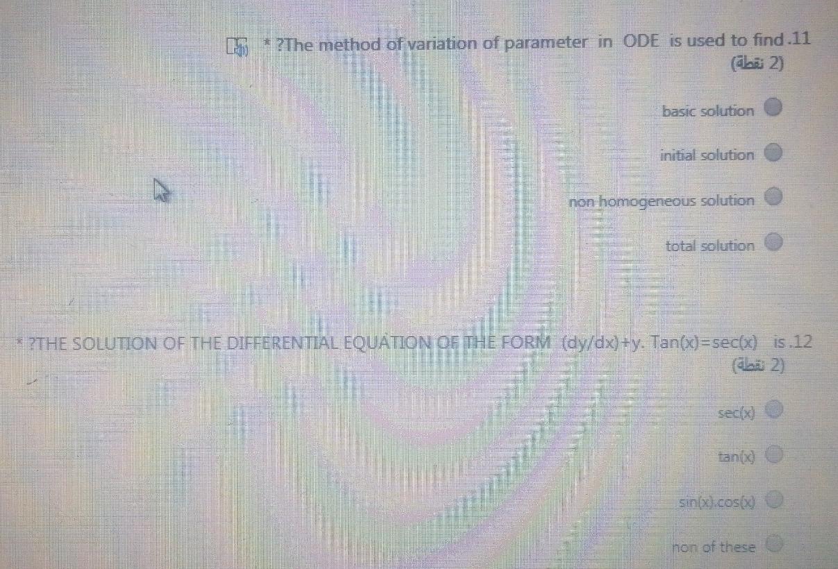 Solved 5 * ?The method of variation of parameter in ODE is | Chegg.com Solved 5 * ?The method of variation of parameter in ODE is | Chegg.com