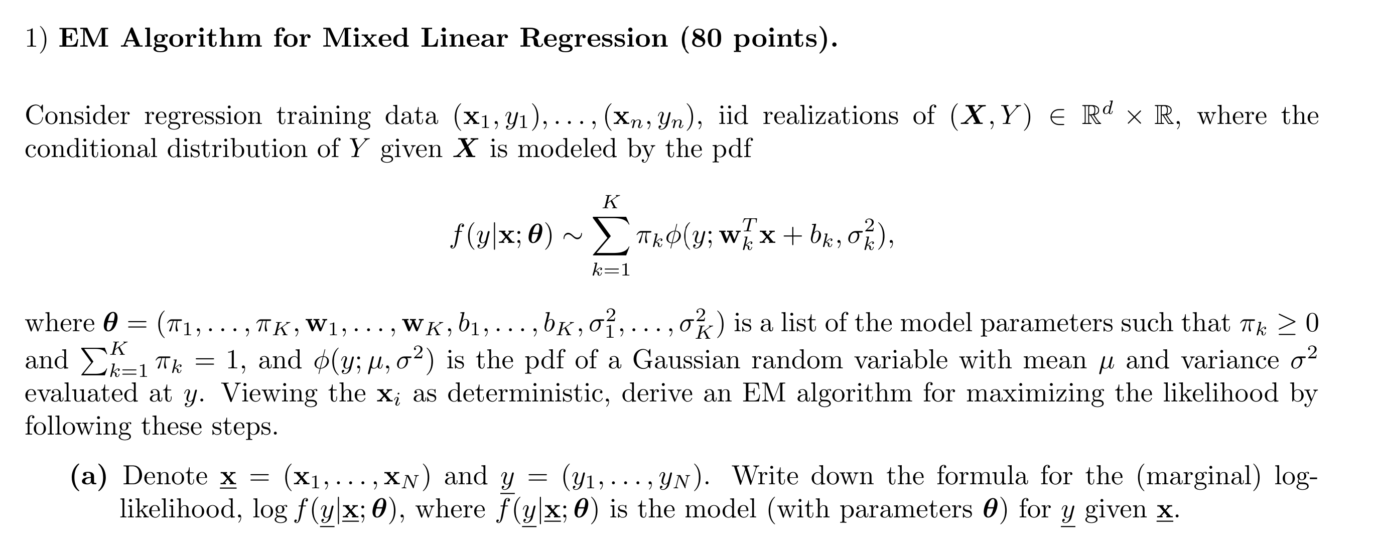 Solved Em Algorithm For Mixed Linear Regression 80 