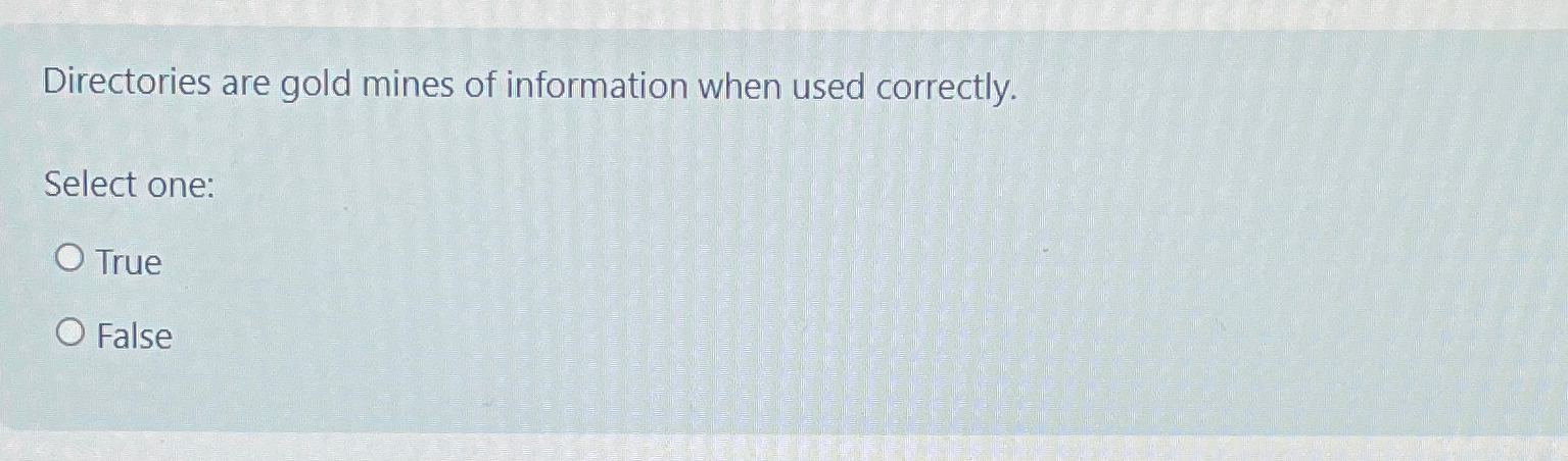 Solved Directories are gold mines of information when used | Chegg.com