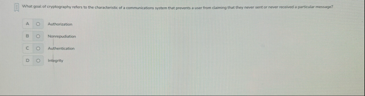 Solved What goal of cryptography refers to the | Chegg.com