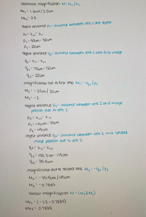 Solved Determine the image distances and the magnification | Chegg.com