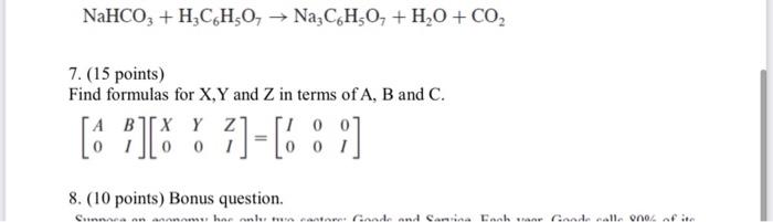 Solved NaHCO3 + H2C6H30, → Na2C H30, + H2O + CO2 7. (15 | Chegg.com