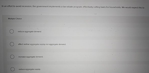 Solved In an effort to avoid recession, the government | Chegg.com