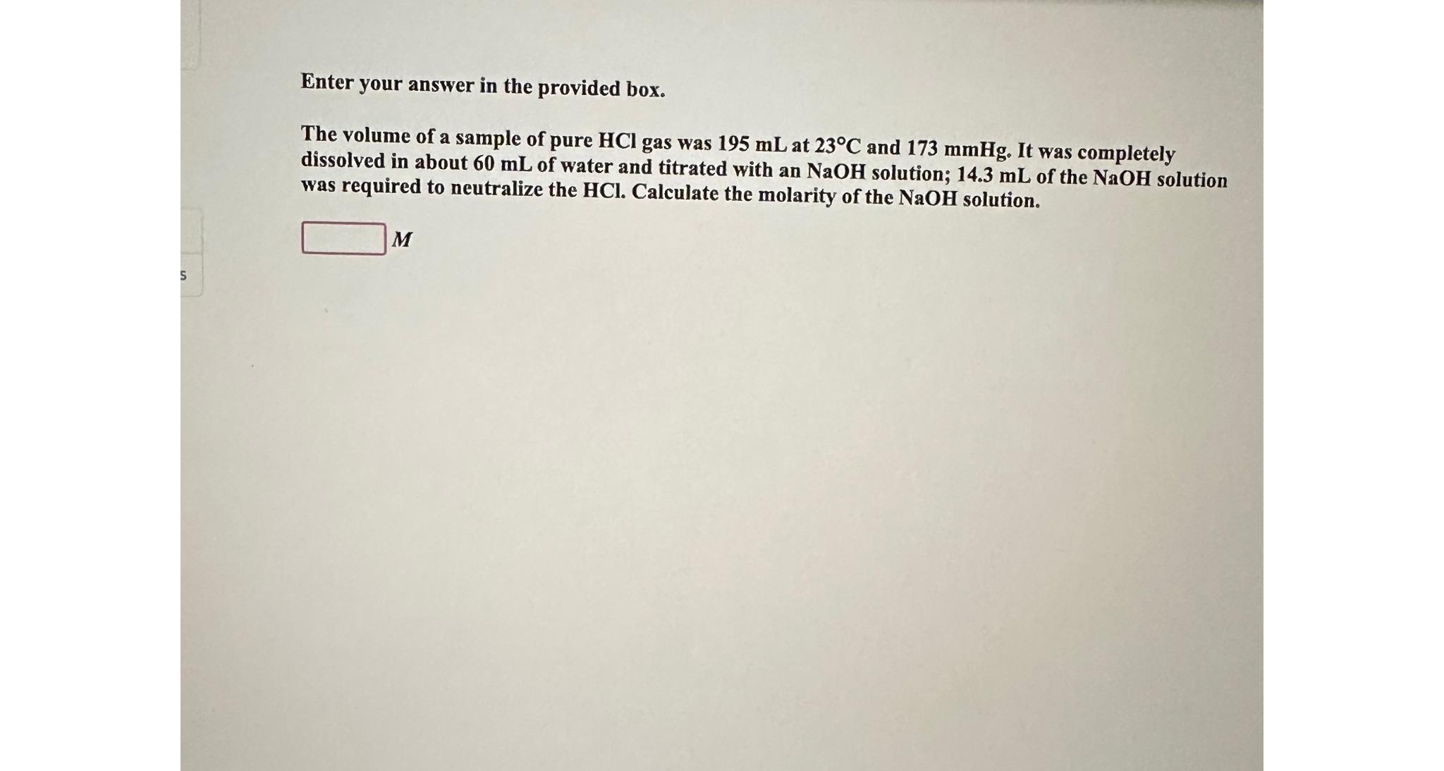 Solved Enter your answer in the provided box.The volume of a | Chegg.com