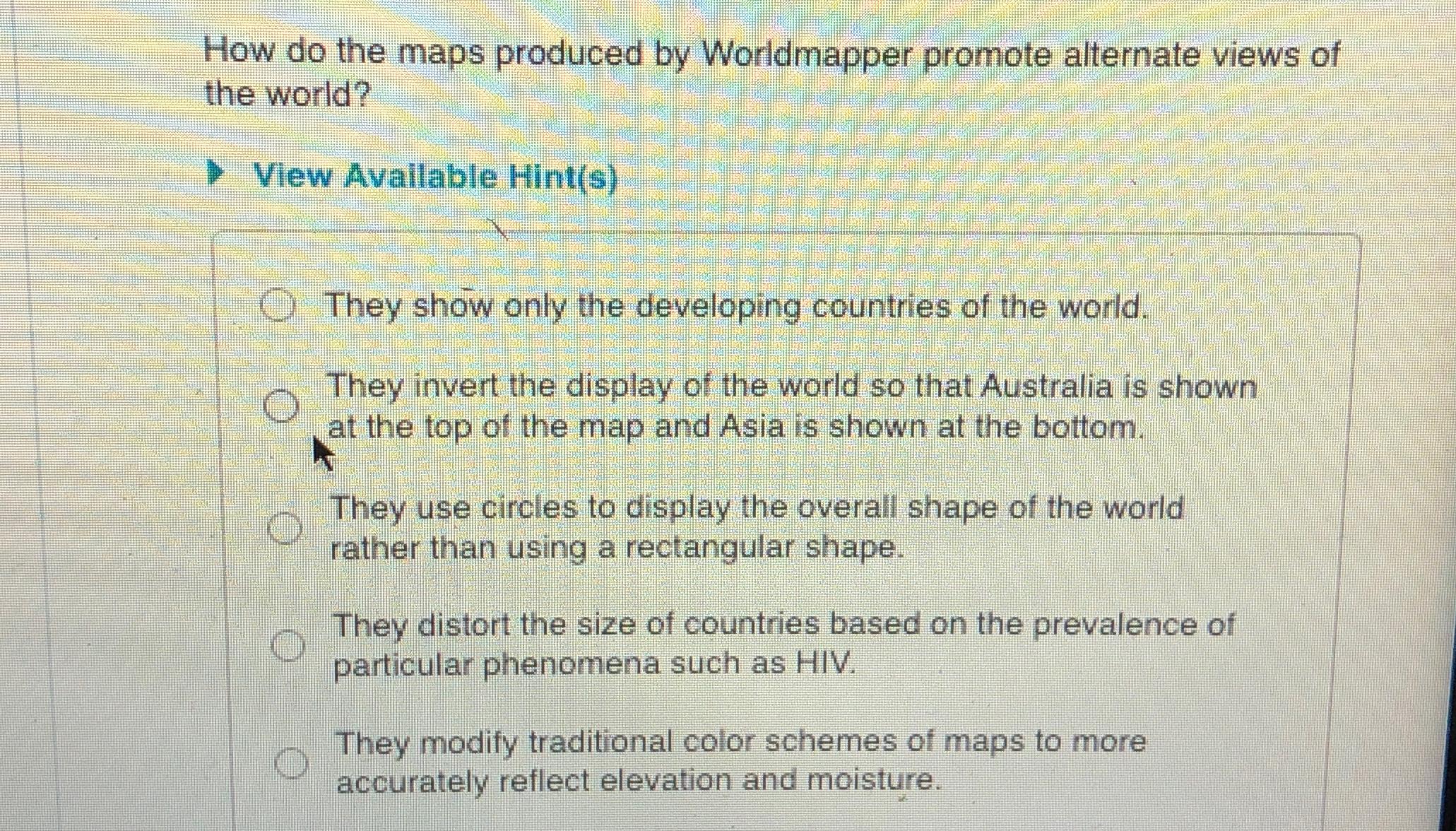 Solved How do the maps produced by Worldmapper promote | Chegg.com