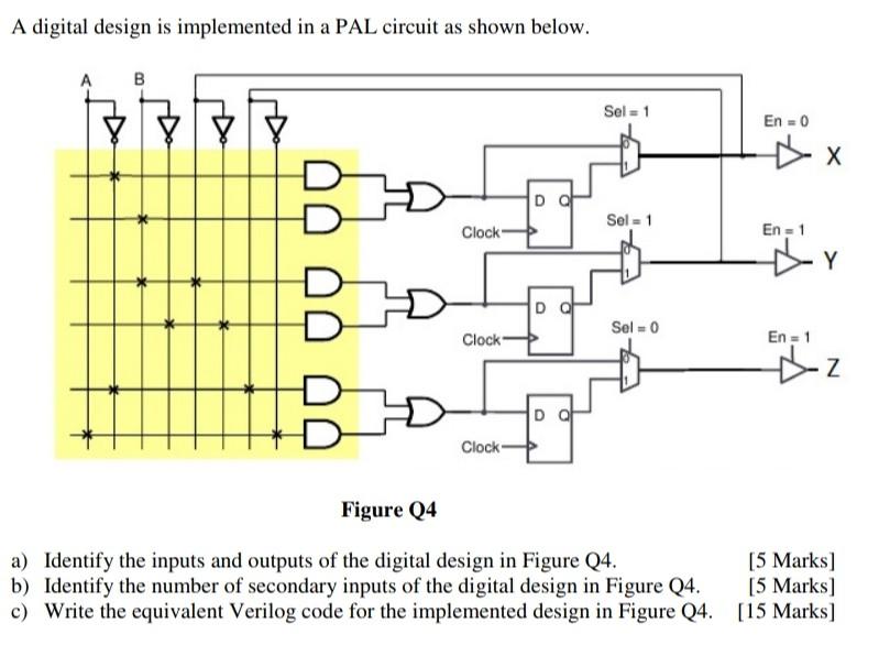 Solved A digital design is implemented in a PAL circuit as | Chegg.com