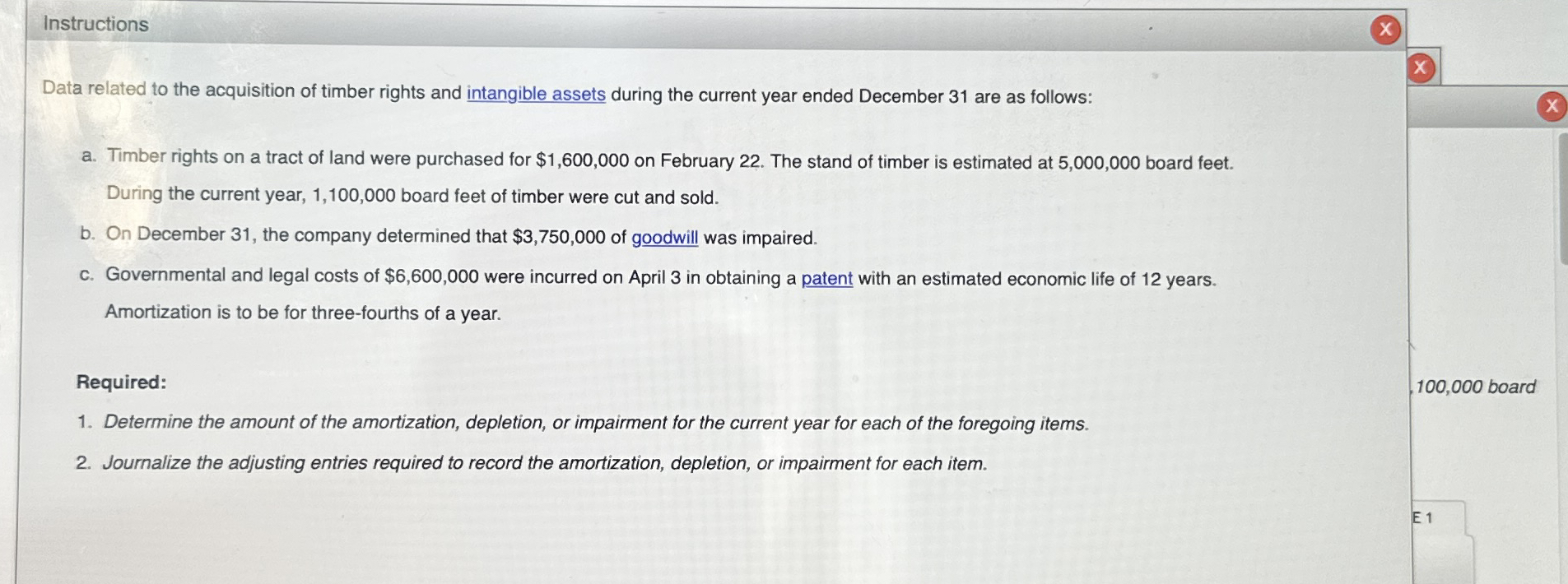 Solved InstructionsData related to the acquisition of timber | Chegg.com