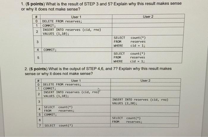Solved 1. (5 points) What is the result of STEP 3 and 5 ? | Chegg.com