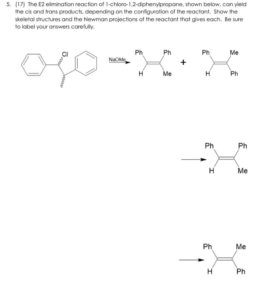 Solved (17) ﻿The E2 ﻿elimination reaction of | Chegg.com