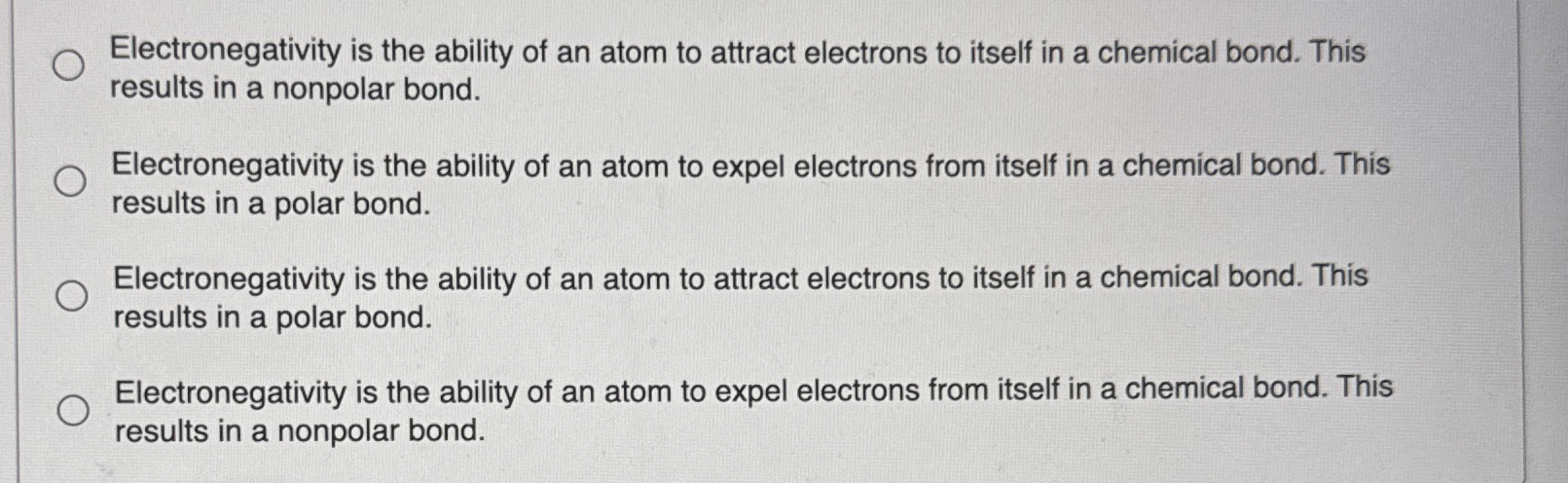 Solved Electronegativity is the ability of an atom to | Chegg.com
