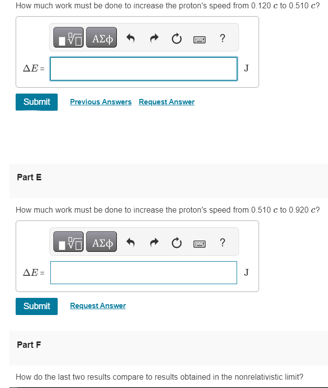 How much work must be done to increase the proton's | Chegg.com