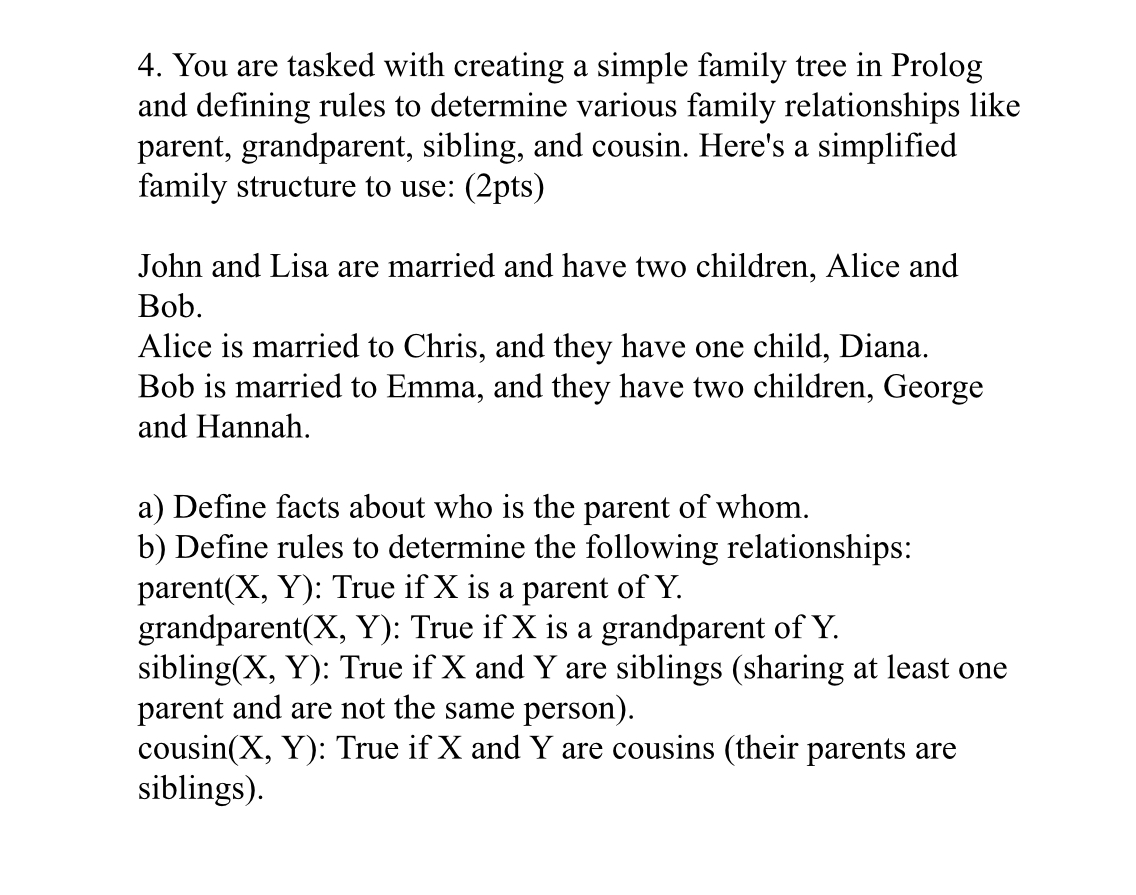 Solved You are tasked with creating a simple family tree in | Chegg.com