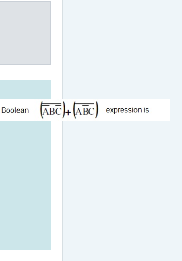 Solved Boolean ABC)+ (ABC) expression is The | Chegg.com