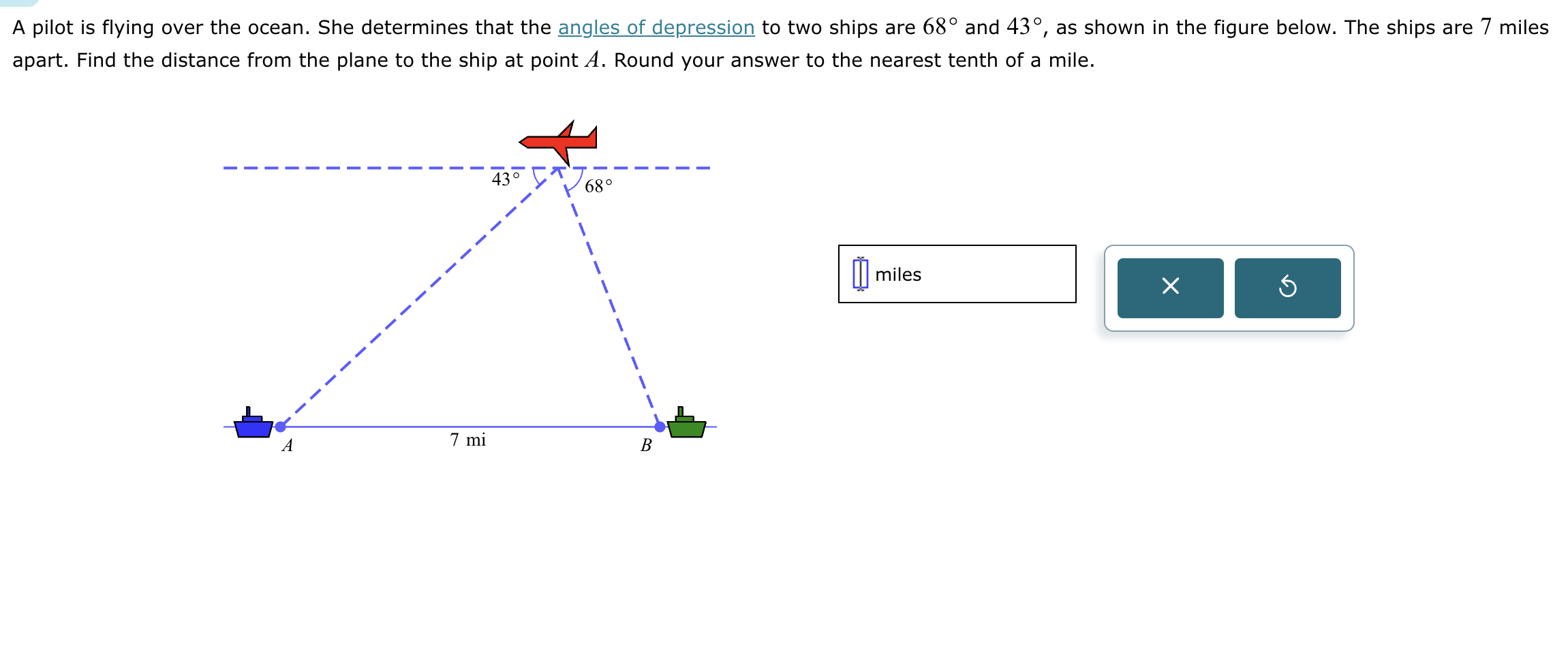 Solved A pilot is flying over the ocean. She determines that | Chegg.com