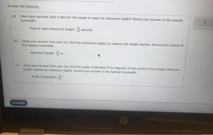 (a) How many seconds does it take for the target to | Chegg.com