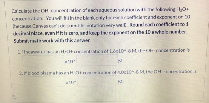 Solved Calculate the OH-concentration of each aqueous | Chegg.com