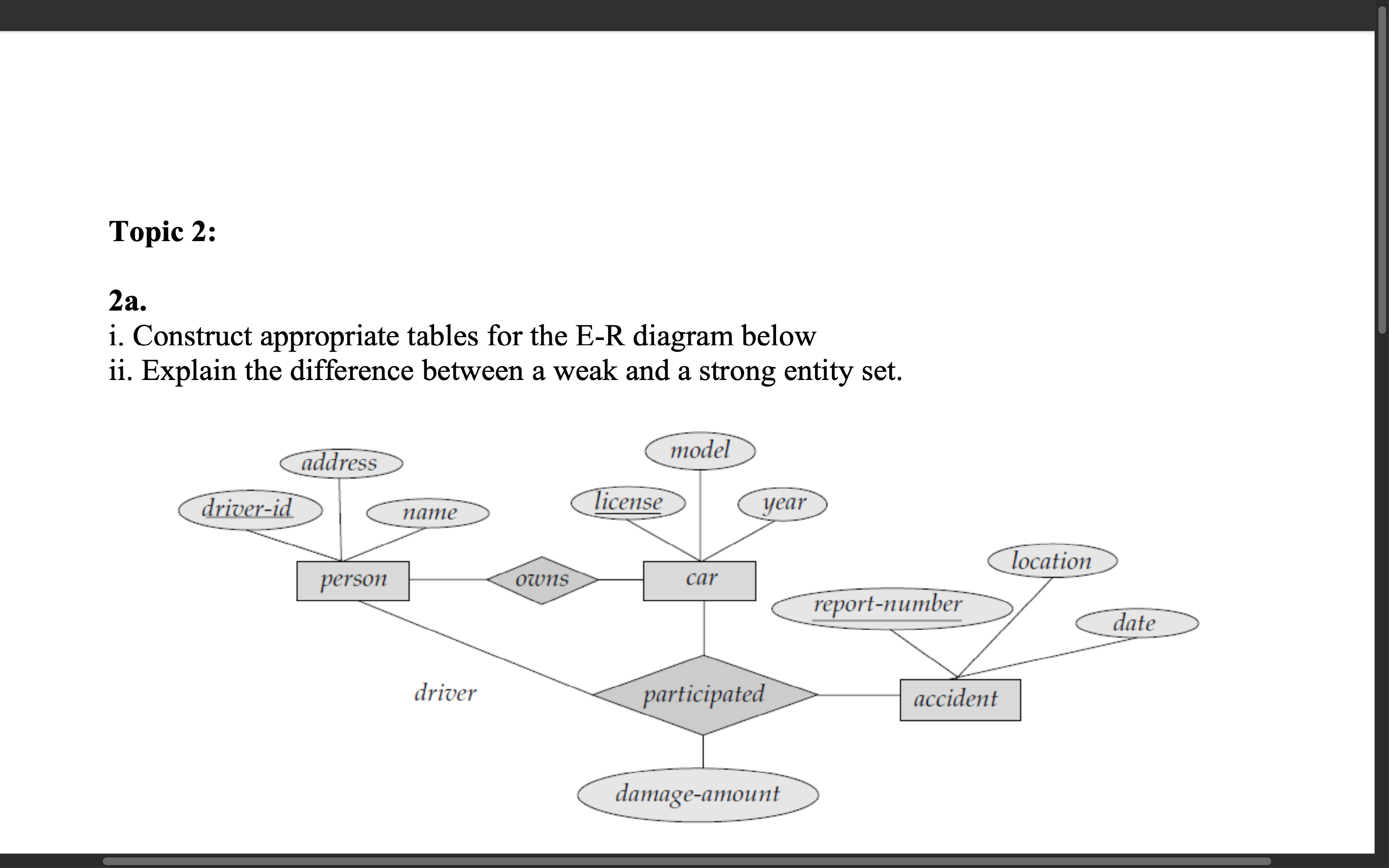 Topic 2:2a.i. ﻿Construct appropriate tables for the | Chegg.com