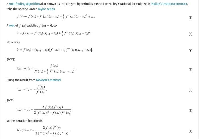 Solved Write a MATLAB code to inplement Halley's Method. | Chegg.com