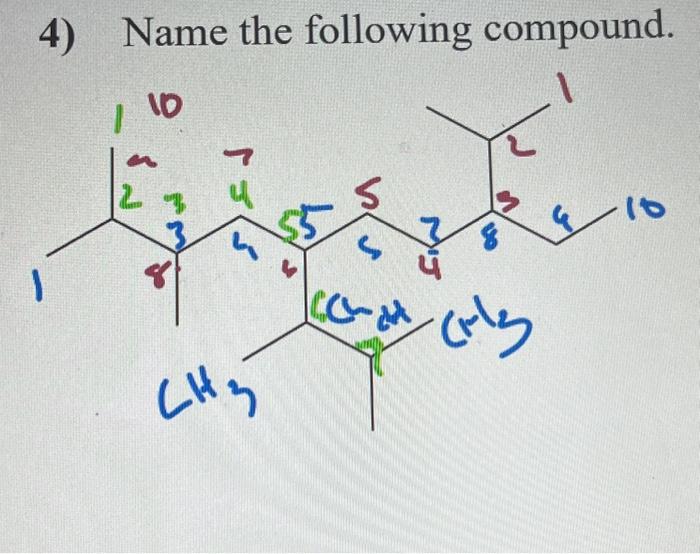 Solved 4) Name the following compound. | Chegg.com