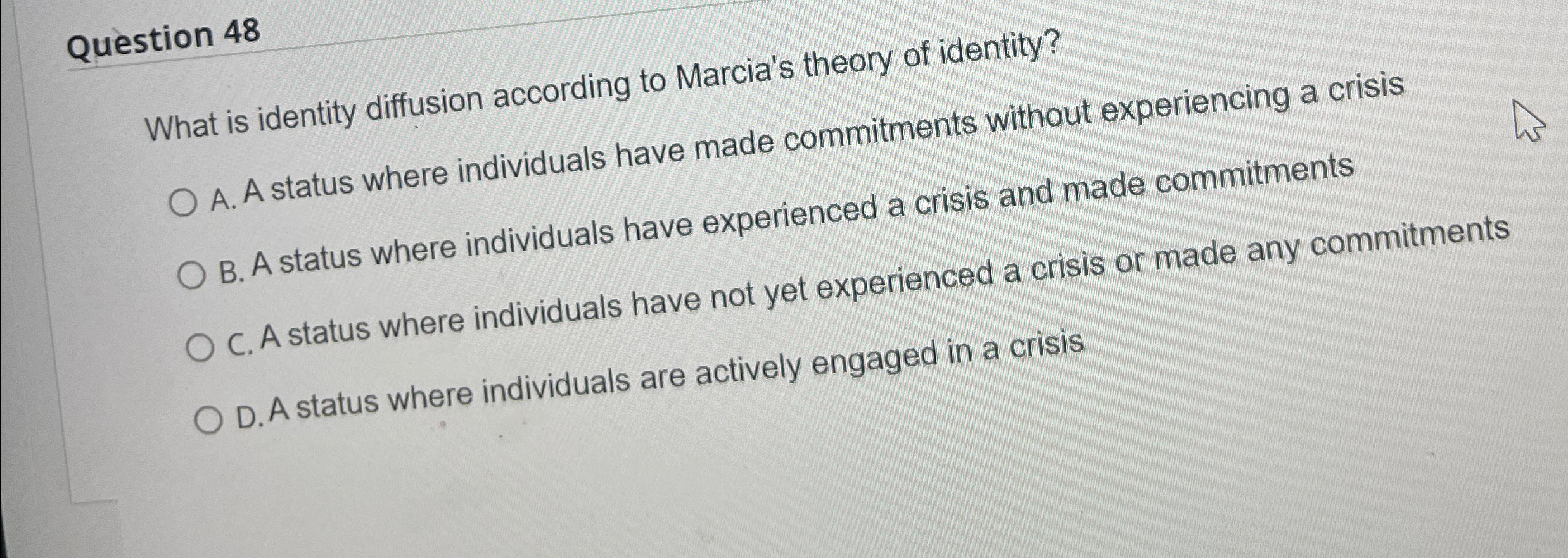 Solved Question 48What is identity diffusion according to | Chegg.com