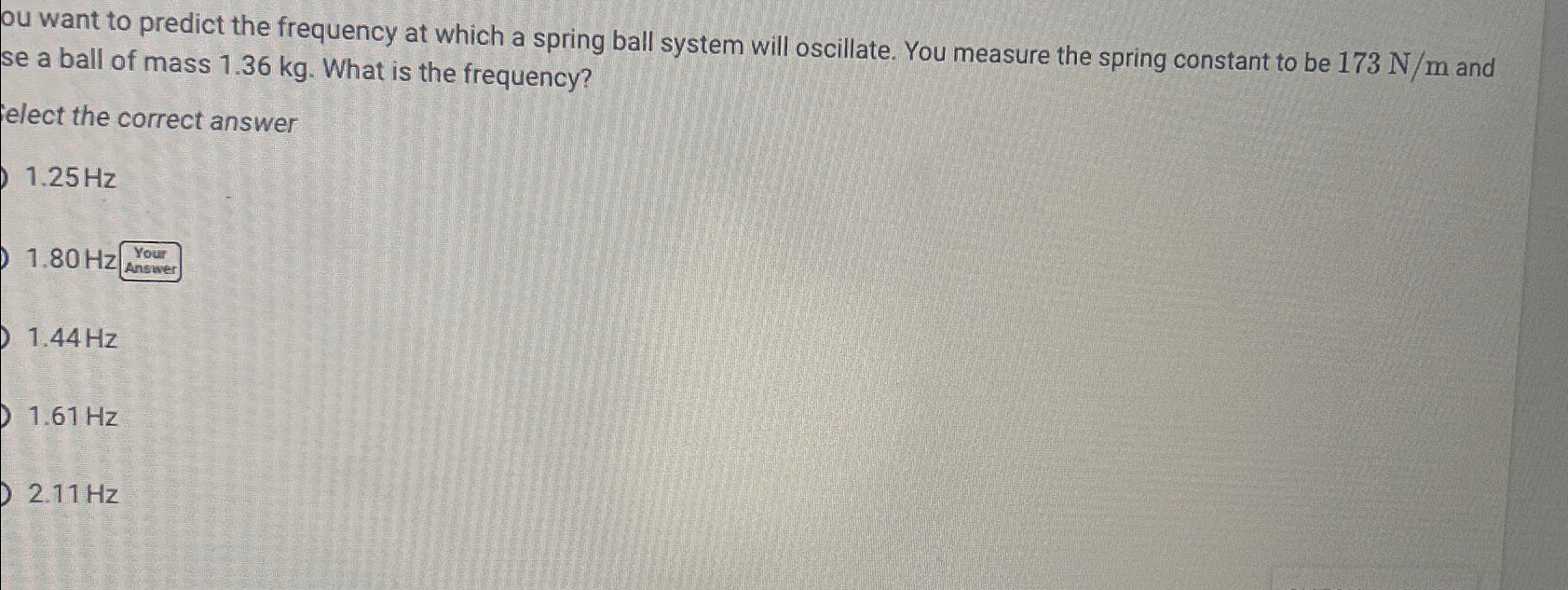 Solved ou want to predict the frequency at which a spring | Chegg.com
