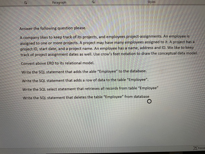 Solved Paragraph Styles Answer the following question | Chegg.com