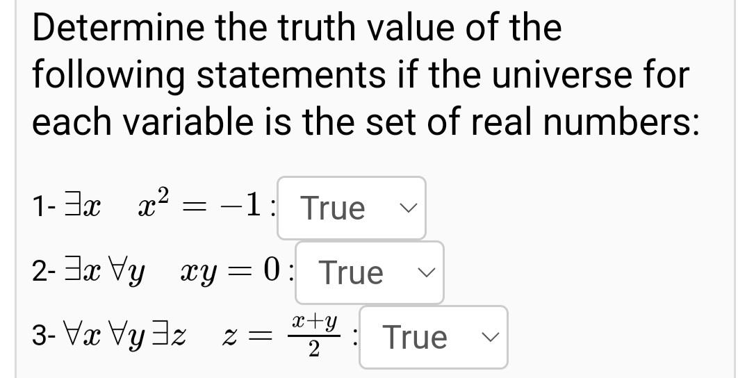 Solved Determine the truth value of the following statements | Chegg.com
