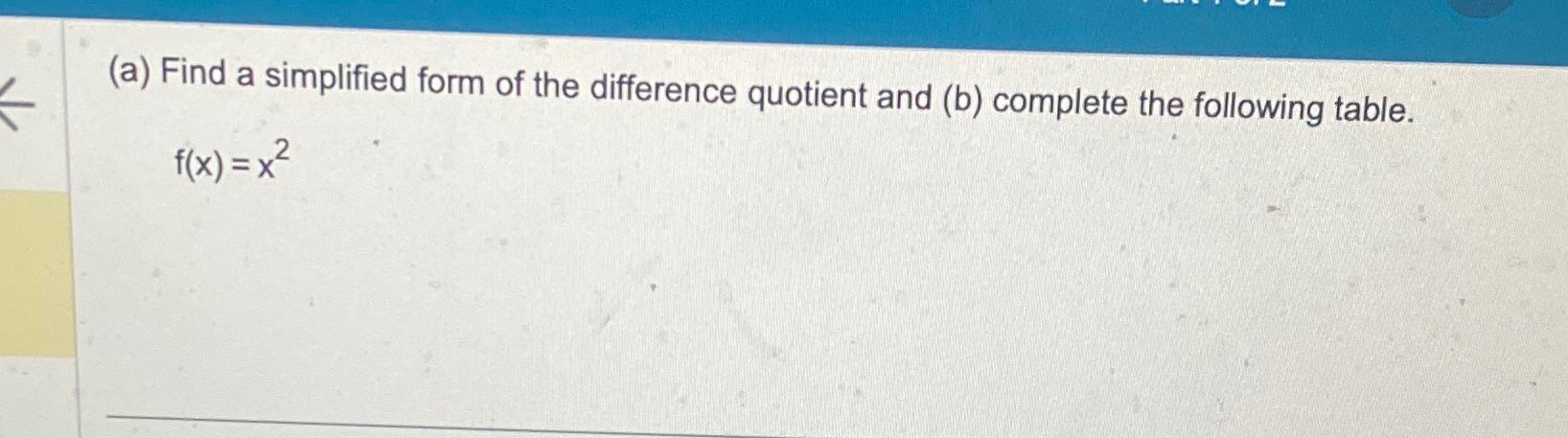 Solved (a) ﻿Find a simplified form of the difference | Chegg.com