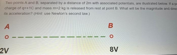 Solved Two points A and B, separated by a distance of 2 m | Chegg.com
