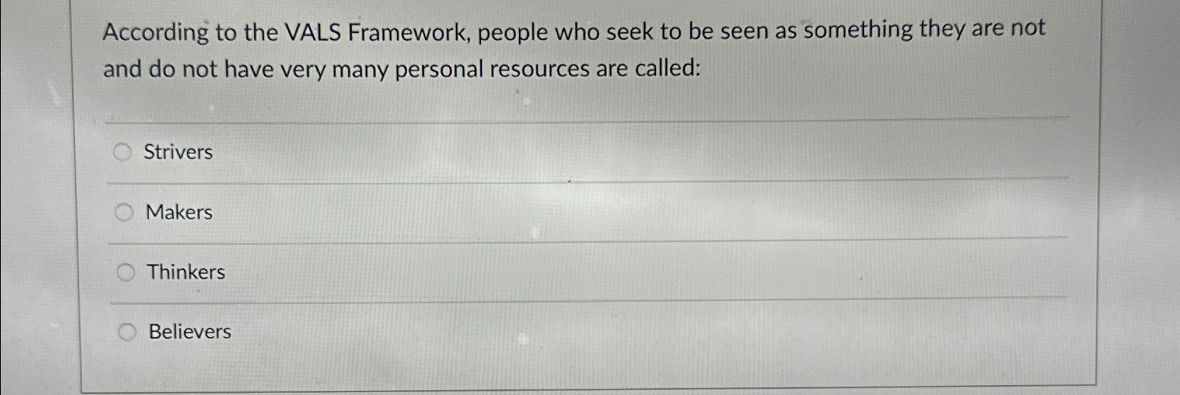 Solved According to the VALS Framework, people who seek to | Chegg.com