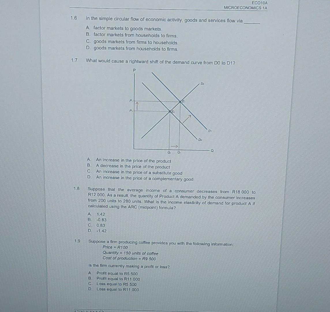 Solved Question 1 [10] MULTIPLE-CHOICE QUESTIONS Each of the | Chegg.com